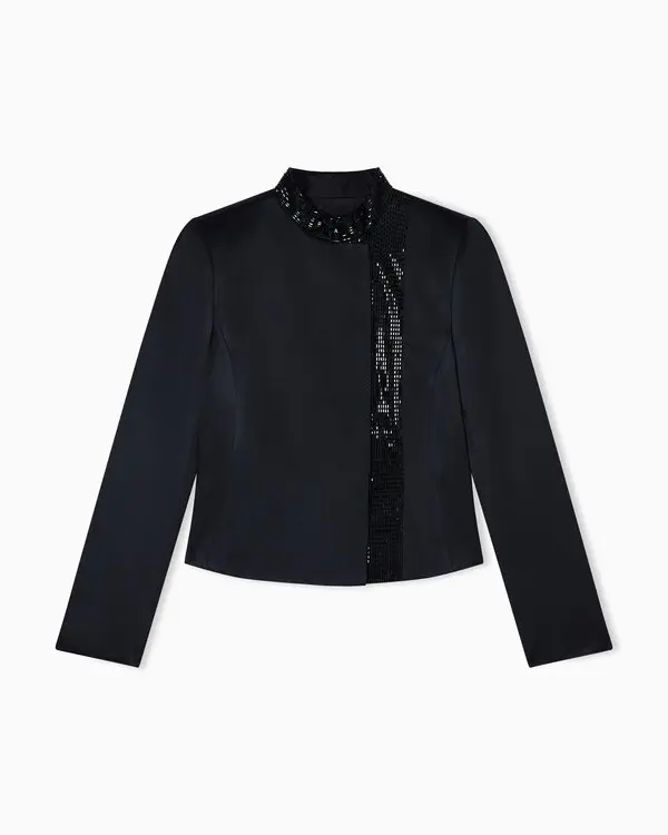 Giorgio Armani Short Viscose And Silk Jacket With Rhinestone Detail - Patterned