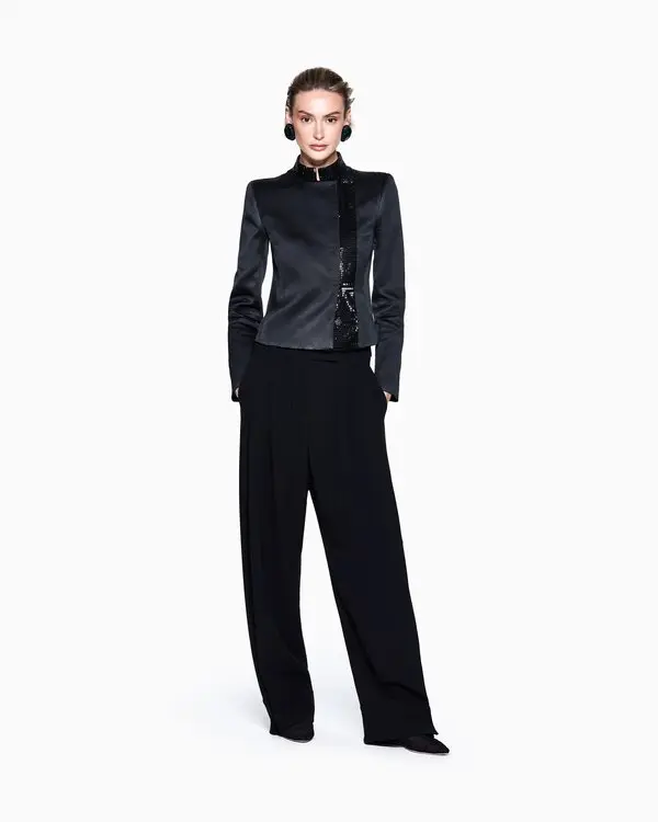 Giorgio Armani Short Viscose And Silk Jacket With Rhinestone Detail - Patterned