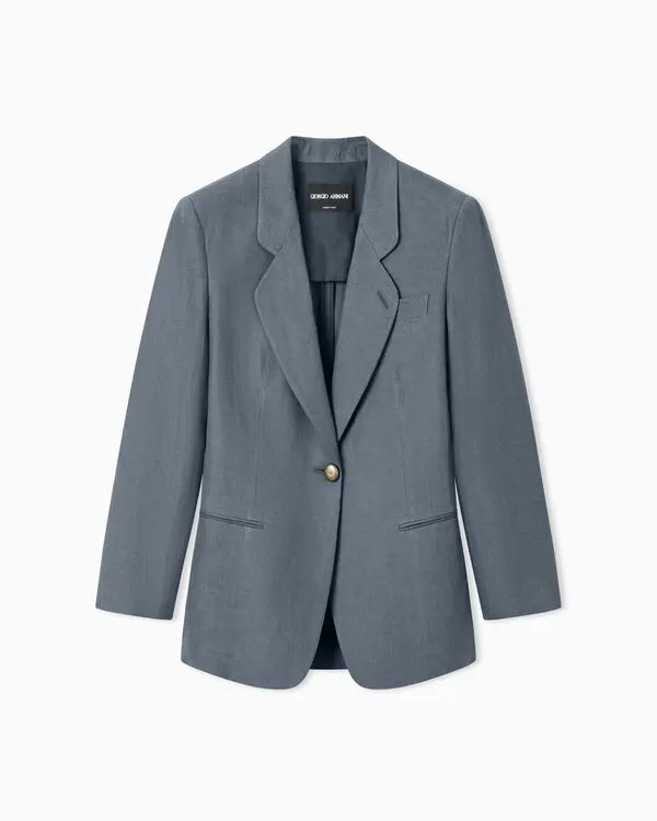Giorgio Armani Single-breasted Linen Jacket - Grey