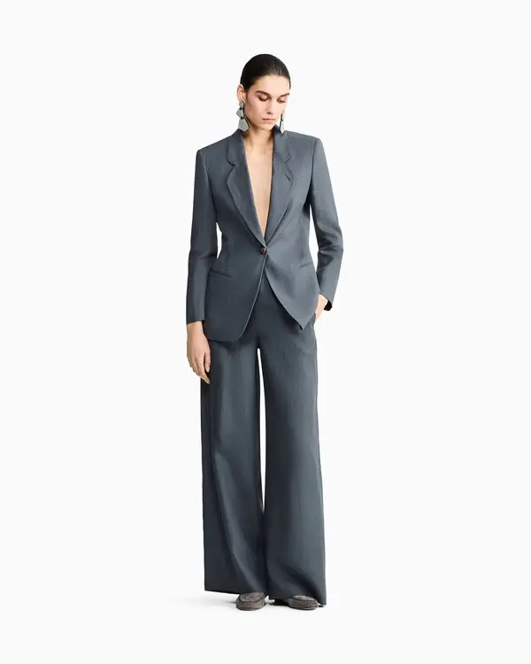 Giorgio Armani Single-breasted Linen Jacket - Grey