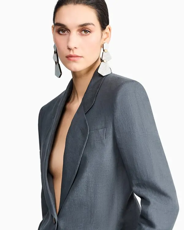 Giorgio Armani Single-breasted Linen Jacket - Grey