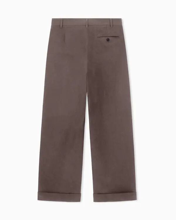 Giorgio Armani Double-pleat Hemp Trousers - Brown