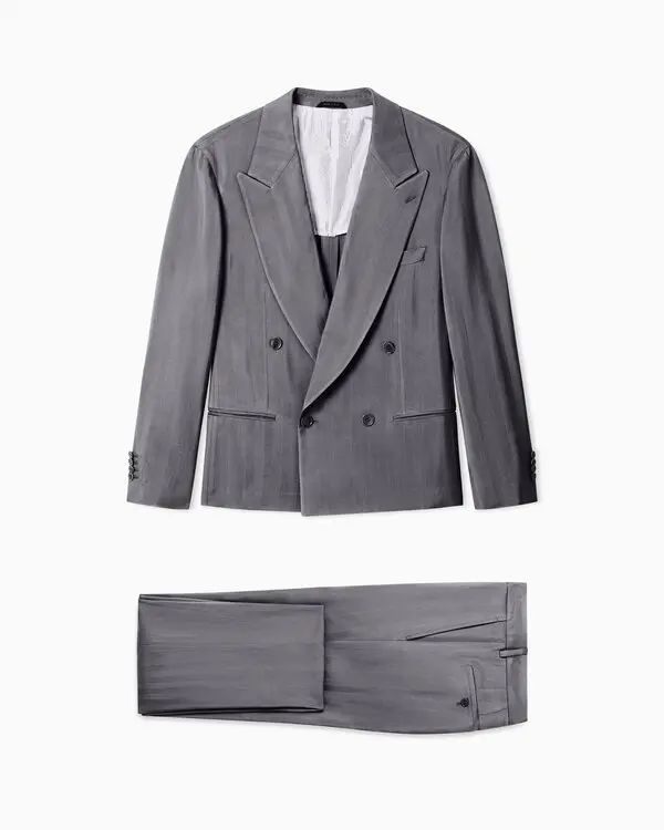 Giorgio Armani Double-breasted Viscose Suit - Grey