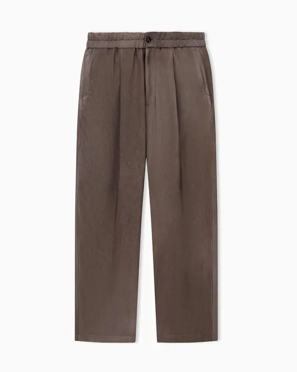 Giorgio Armani Single-pleat Iridescent Viscose Trousers - Brown