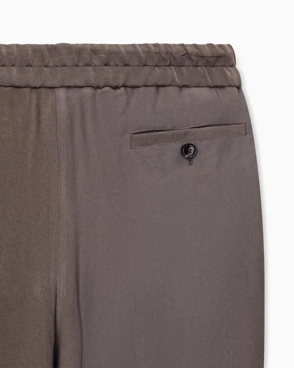 Giorgio Armani Single-pleat Iridescent Viscose Trousers - Brown