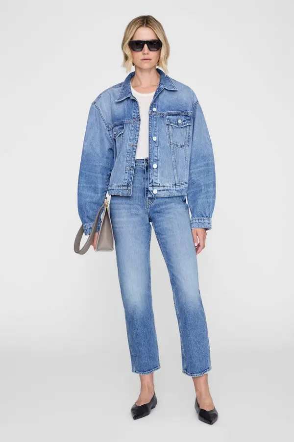 ANINE BING Quincy Denim Jacket - Cascade Blue
