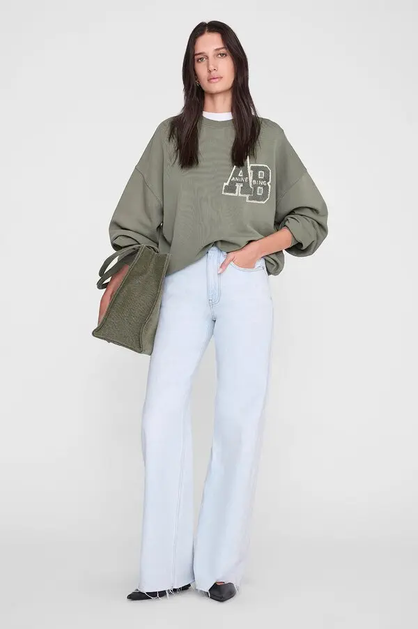 ANINE BING Miles Sweatshirt Letterman - Sage