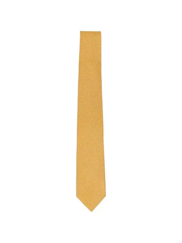 FERRAGAMO Patterned Silk Neck Tie - Yellow