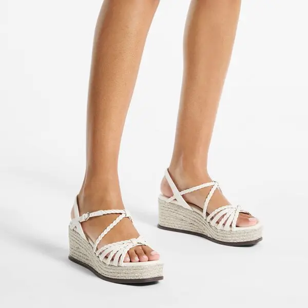 JIMMY CHOO Nyra 60 Wedge Sandals - Latte/natural