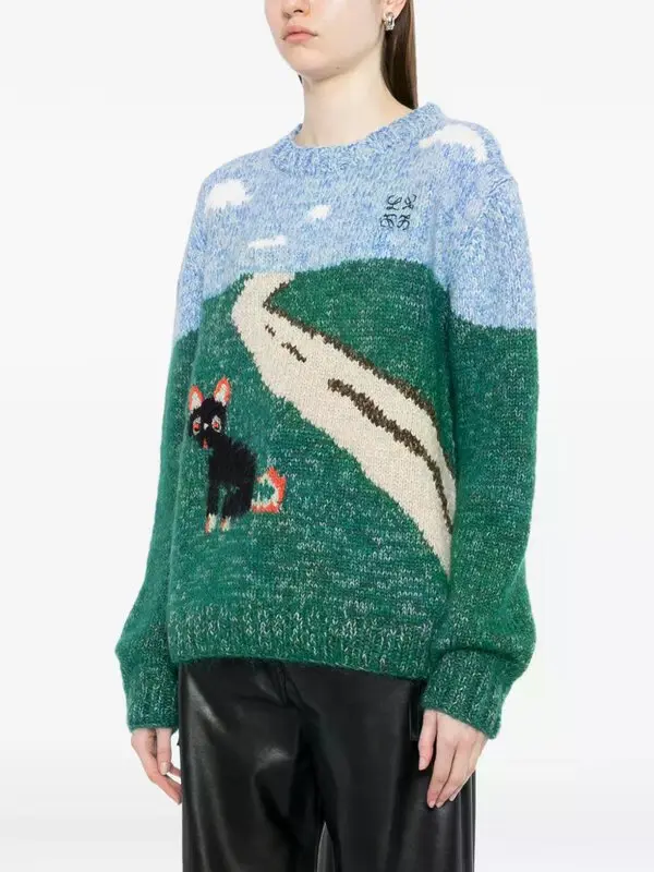 Loewe X Louis Wain Landscape-intarsia Sweater