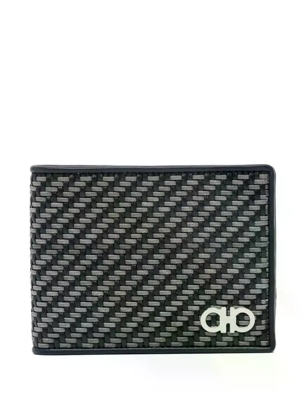 FERRAGAMO Logo-patched Woven Wallet - Blue