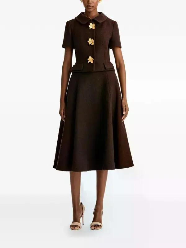 Oscar De La Renta Buttoned Tweed Jacket