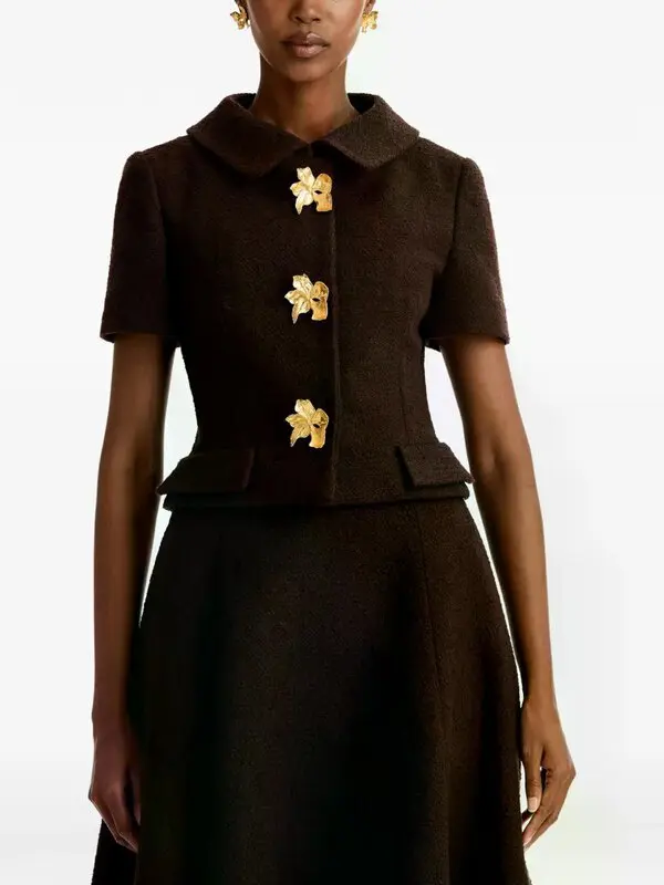 Oscar De La Renta Buttoned Tweed Jacket