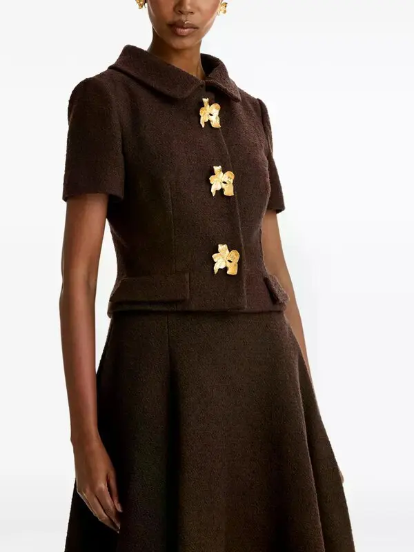Oscar De La Renta Buttoned Tweed Jacket