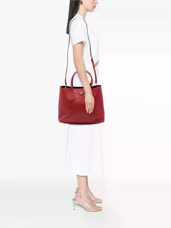 Prada 2010-2025 Large Saffiano Cuir Double Satchel - Red