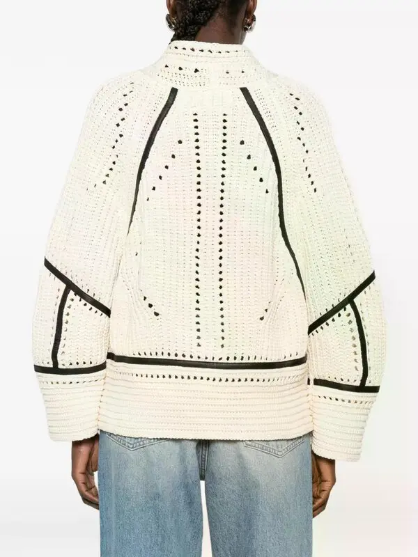 Ermanno Scervino Leather-trimmed Buttoned Cardigan