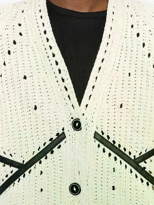 Ermanno Scervino Leather-trimmed Buttoned Cardigan