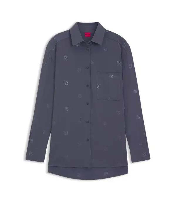 Hugo Oversized-fit Blouse With Stacked Logos