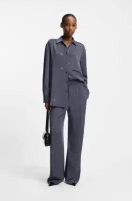 Hugo Oversized-fit Blouse With Stacked Logos