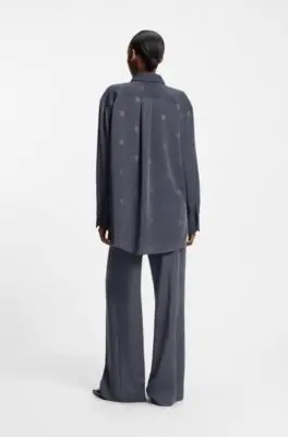 Hugo Oversized-fit Blouse With Stacked Logos
