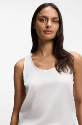 BOSS Sleeveless Stretch Silk Top - White
