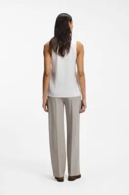 BOSS Sleeveless Stretch Silk Top - White