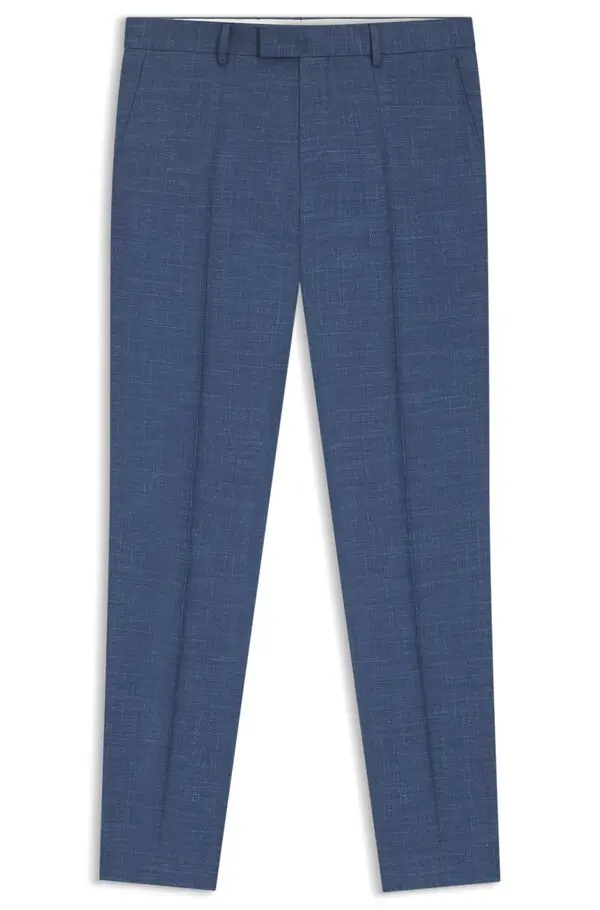 BOSS Slim-fit Trousers In Virgin Wool, Silk, And Linen - Light Blue