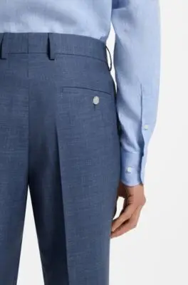 BOSS Slim-fit Trousers In Virgin Wool, Silk, And Linen - Light Blue