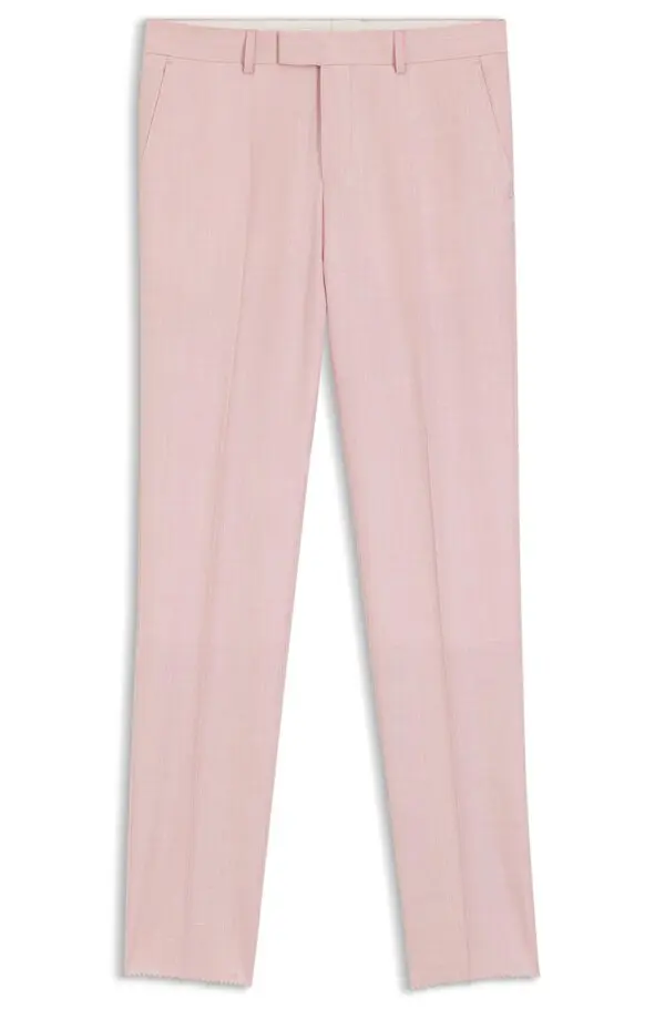 BOSS Slim-fit Trousers In Virgin Wool, Silk, And Linen - Light Pink