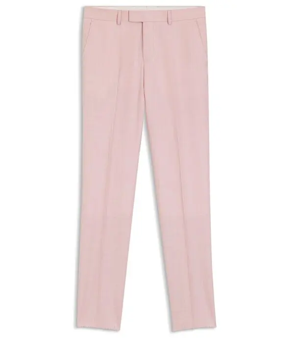 BOSS Slim-fit Trousers In Virgin Wool, Silk, And Linen - Light Pink