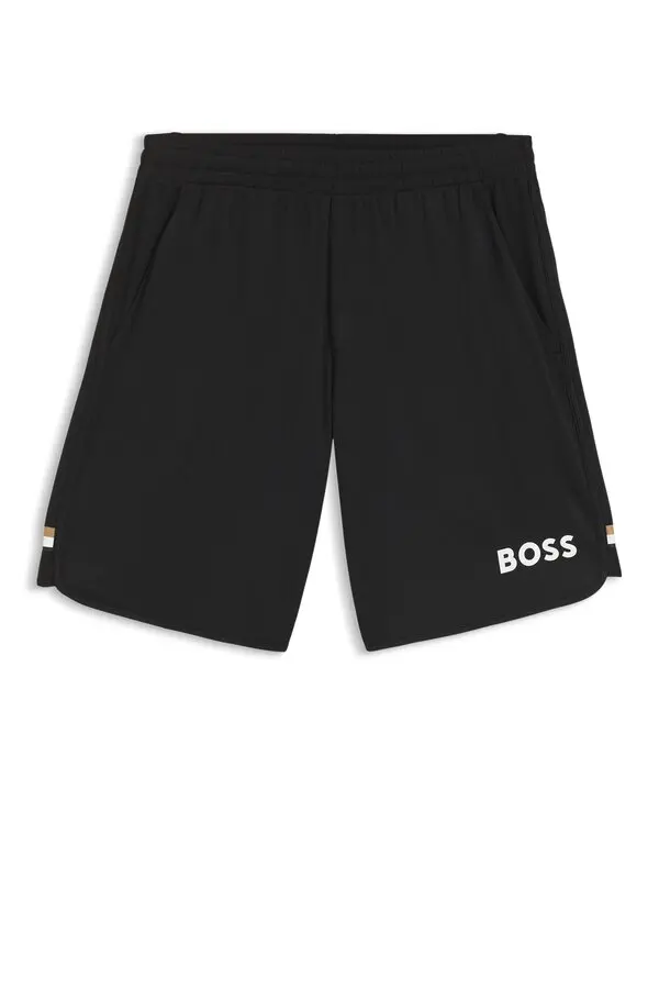 BOSS Stretch-jersey Logo Shorts With Hidden Drawstring - Black
