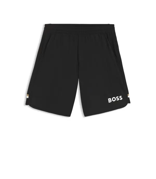 BOSS Stretch-jersey Logo Shorts With Drawstring - Black