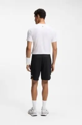 BOSS Stretch-jersey Logo Shorts With Drawstring - Black