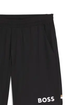 BOSS Stretch-jersey Logo Shorts With Drawstring - Black