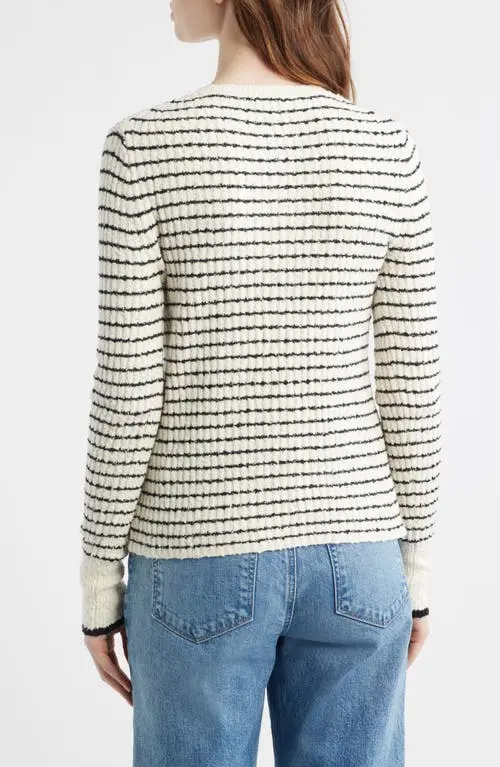 Madewell Striped Bouclé Knit Cardigan