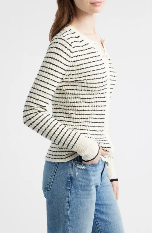 Madewell Striped Bouclé Knit Cardigan