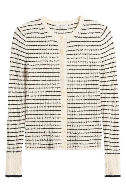 Madewell Striped Bouclé Knit Cardigan