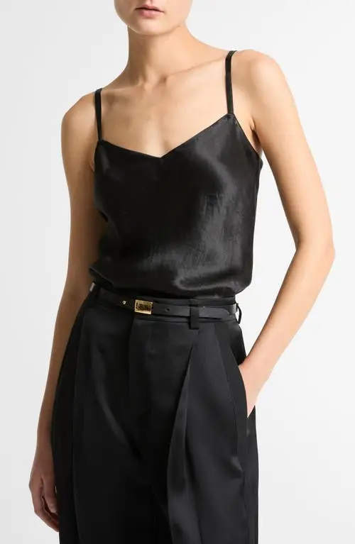 Vince Crinkle Satin Camisole - Black