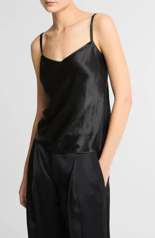 Vince Crinkle Satin Camisole - Black