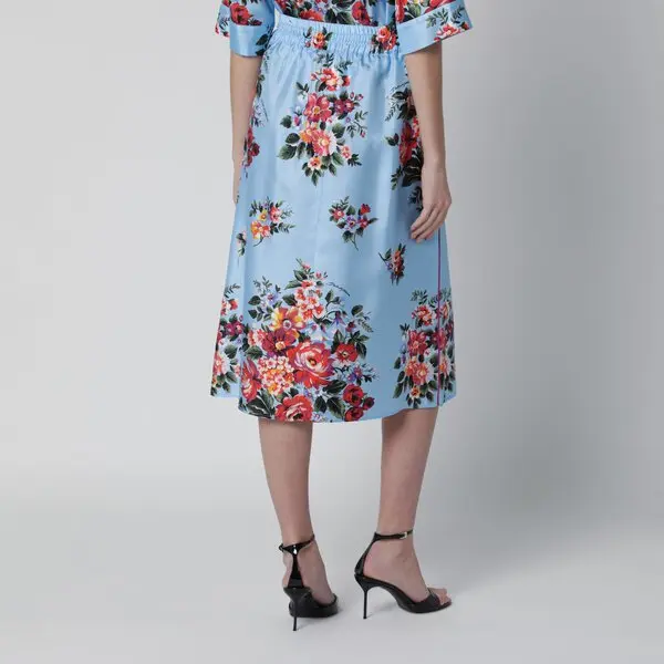 Dolce & Gabbana Floral Print Silk Twill Skirt