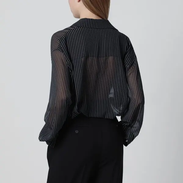 THE FRANKIE SHOP Peri Striped Semi-sheer Shirt