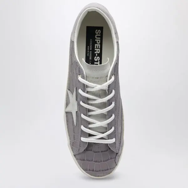 GOLDEN GOOSE Super-star Crocodile-effect Leather Sneakers - Purple