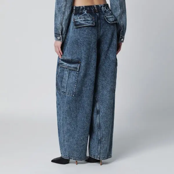 Alaïa Washed Denim Cargo Trousers
