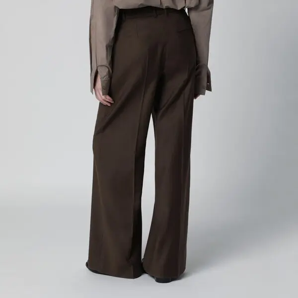 THE FRANKIE SHOP Flannel Wide Leg Trousers - Brown