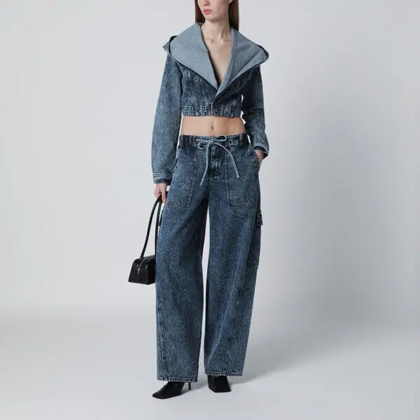 Alaïa Denim Hooded Cropped Jacket