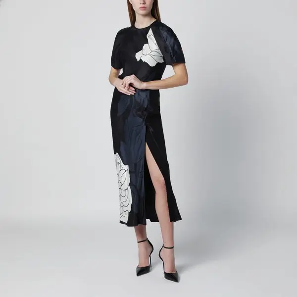 Victoria Beckham Eve Floral Satin Midi Dress