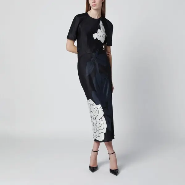 Victoria Beckham Eve Floral Satin Midi Dress