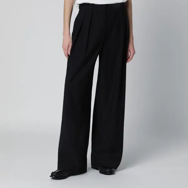 THE FRANKIE SHOP Wide-leg Wool-blend Trousers - Black
