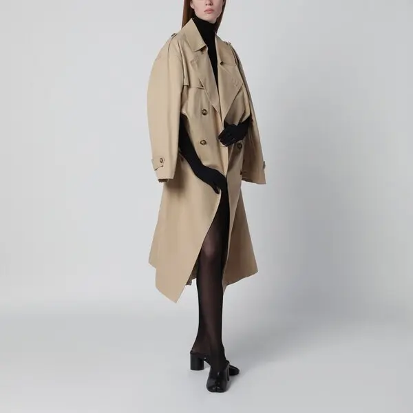 MAISON MARGIELA Cotton Twill Trench Coat With Gloves - Beige