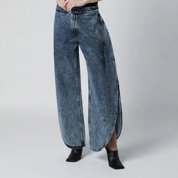 Alaïa Wide Leg Denim Trousers With Split Leg Detail